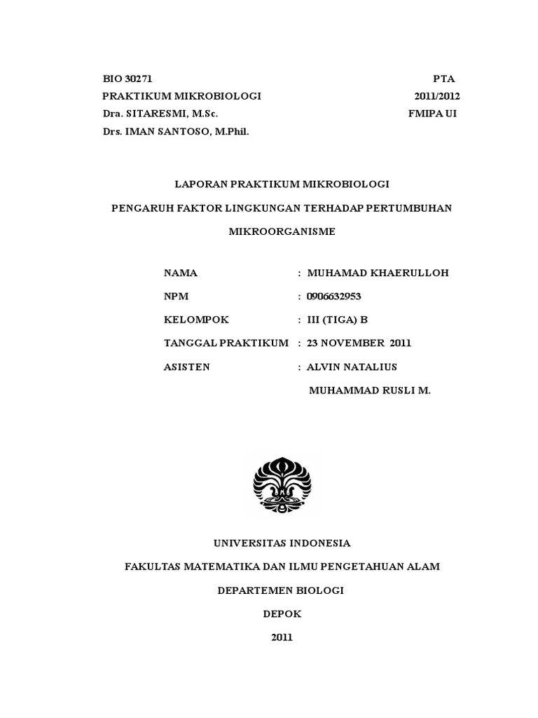 Pengaruh Faktor Lingkungan Terhadap Pertumbuhan Mikroorganisme | PDF