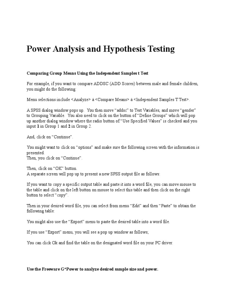 Power Analysis and Hypothesis Testing | PDF