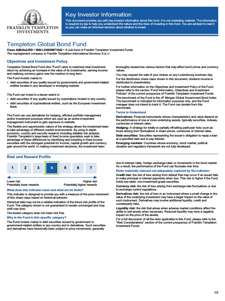 Templeton Global Bond Fund: Key Investor Information | PDF | Investment ...