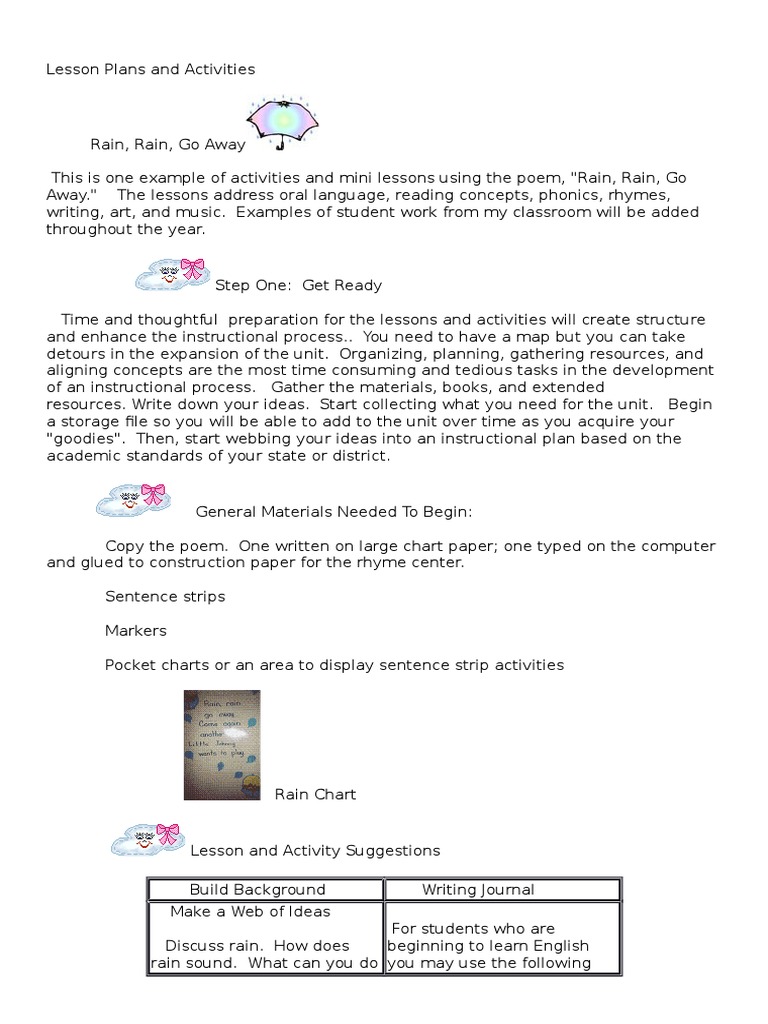 Rain Rain | PDF | Rhyme | Phonics