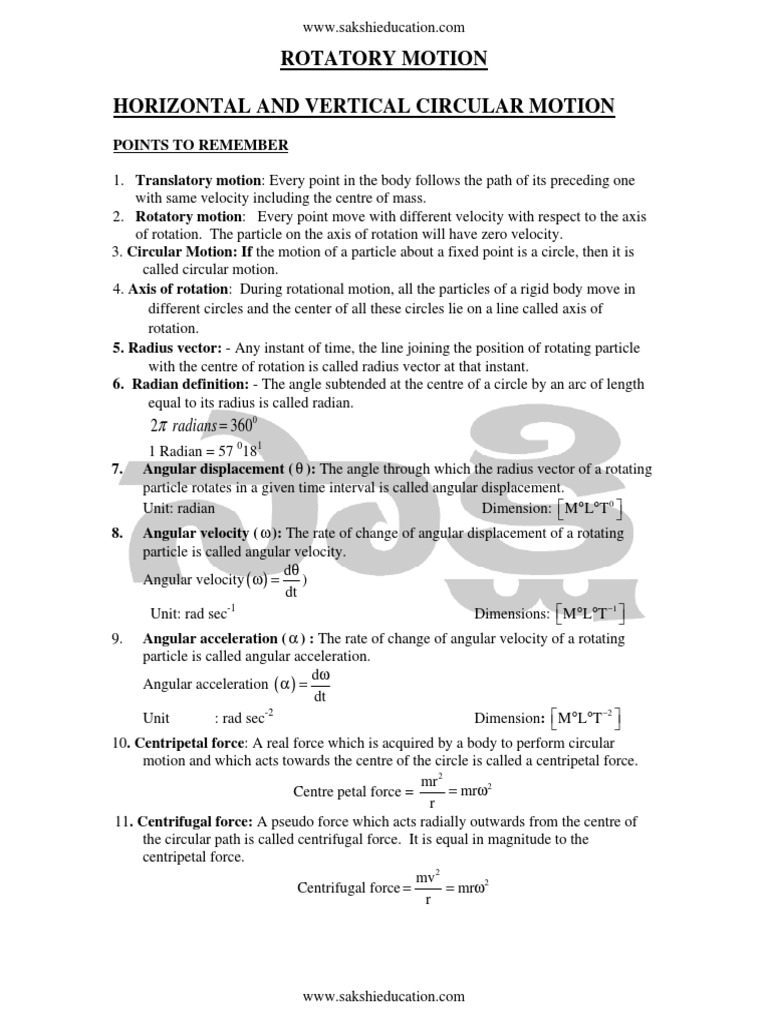 08 1 Horizontal and Vertical Circular Motion | PDF | Rotation Around A ...