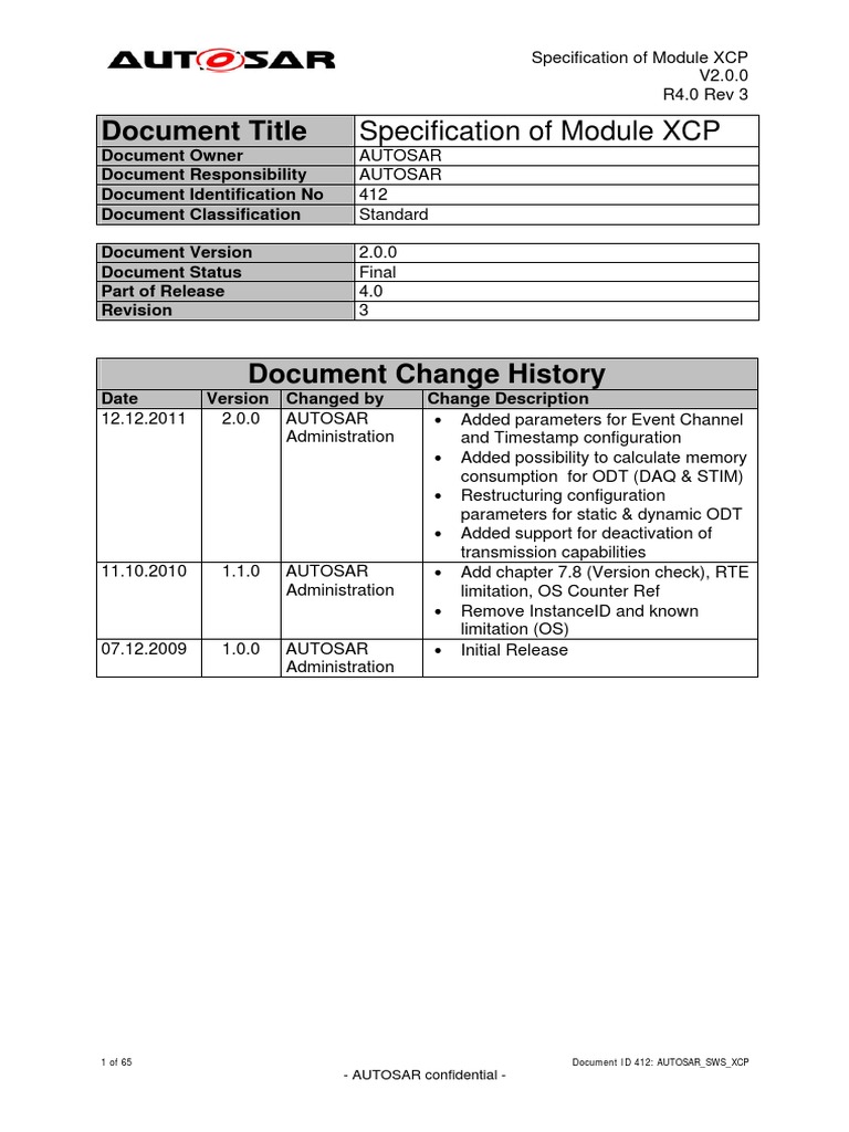 Autosar Sws XCP | PDF | Application Programming Interface | Communications Protocols