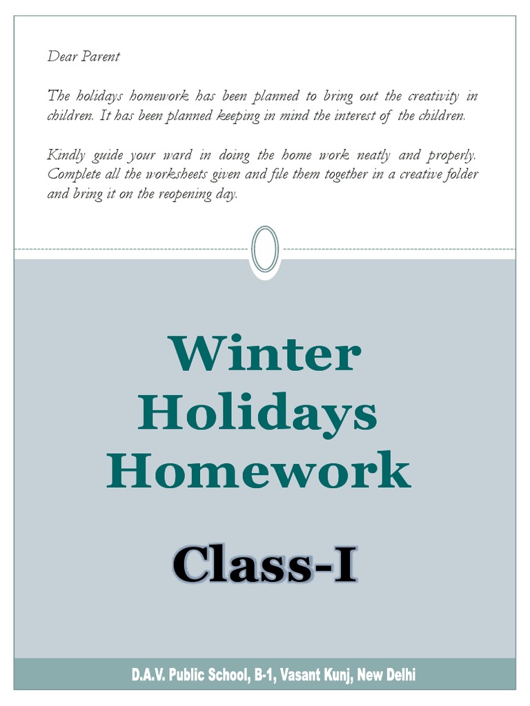 Winter Holidays Homework Guidance | PDF | Leisure