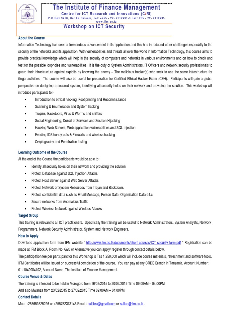 Workshop On ICT Security | PDF | Security Hacker | Computer Security
