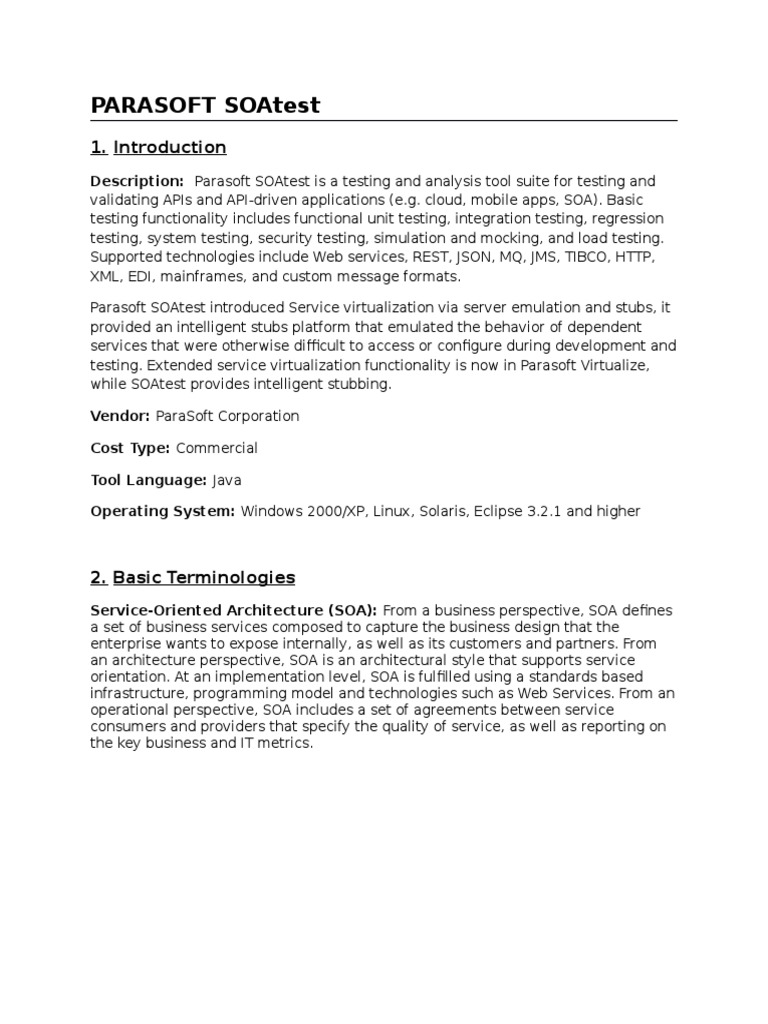 Parasoft SOAtest Overview and Setup Guide | PDF | Service Oriented ...