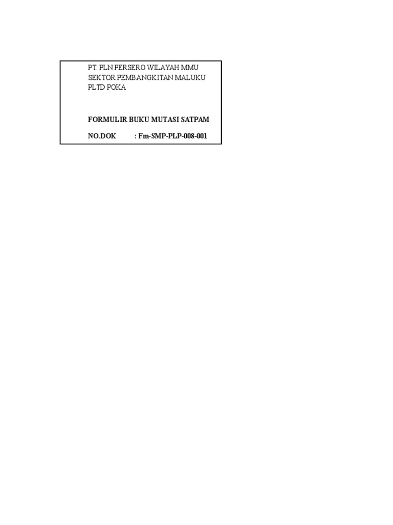 Formulir Buku Mutasi Satpam | PDF