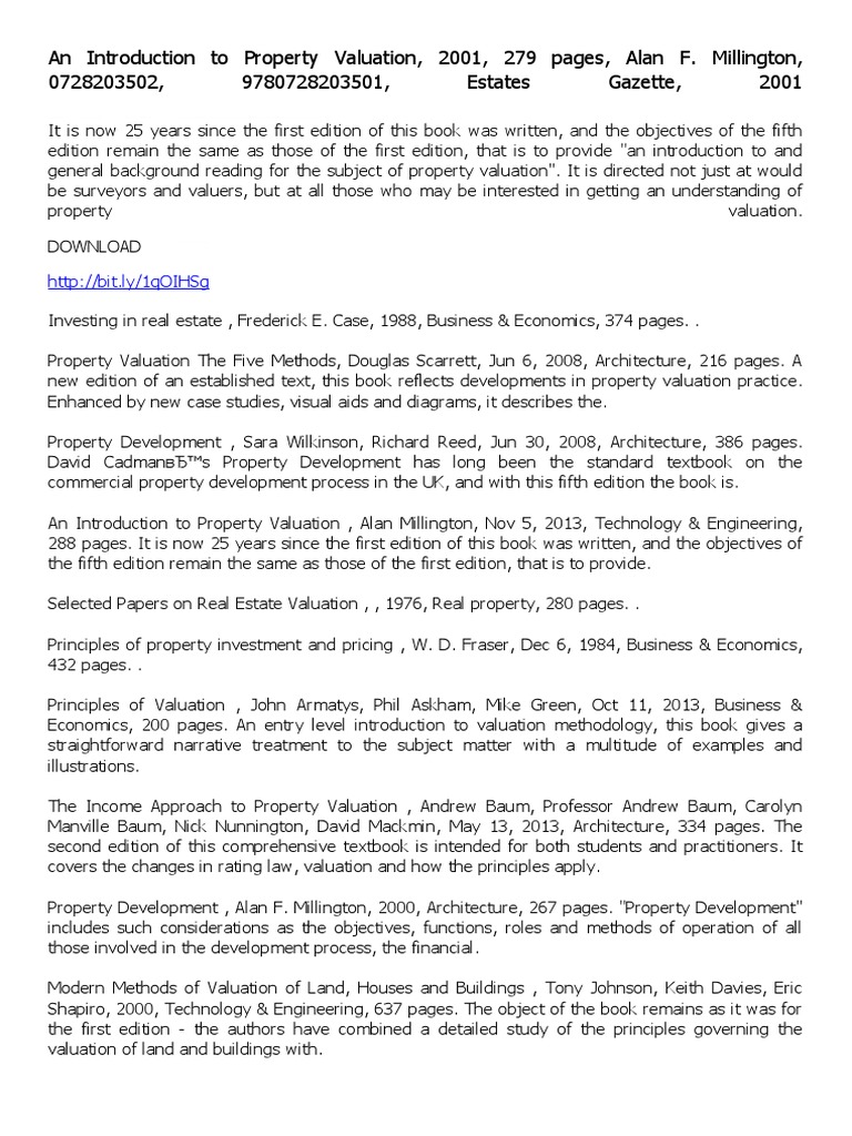 An Introduction To Property Valuation | Download Free PDF | Real Estate ...