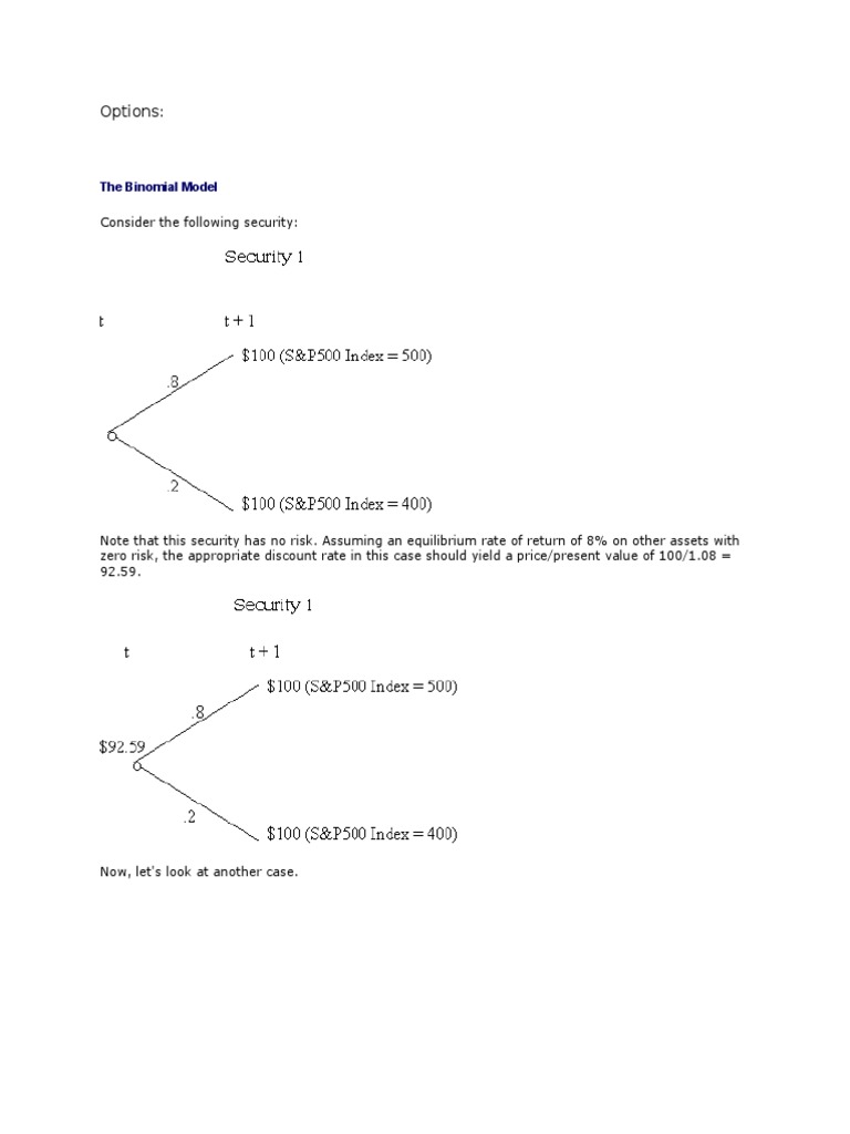 Options:: The Binomial Model | PDF | Put Option | Option (Finance)