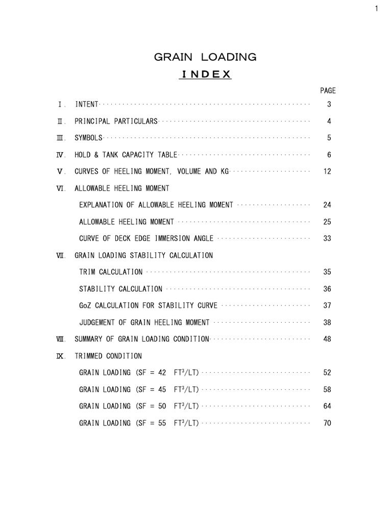 Grain Loading Stability Calculations | PDF | Ships | Watercraft