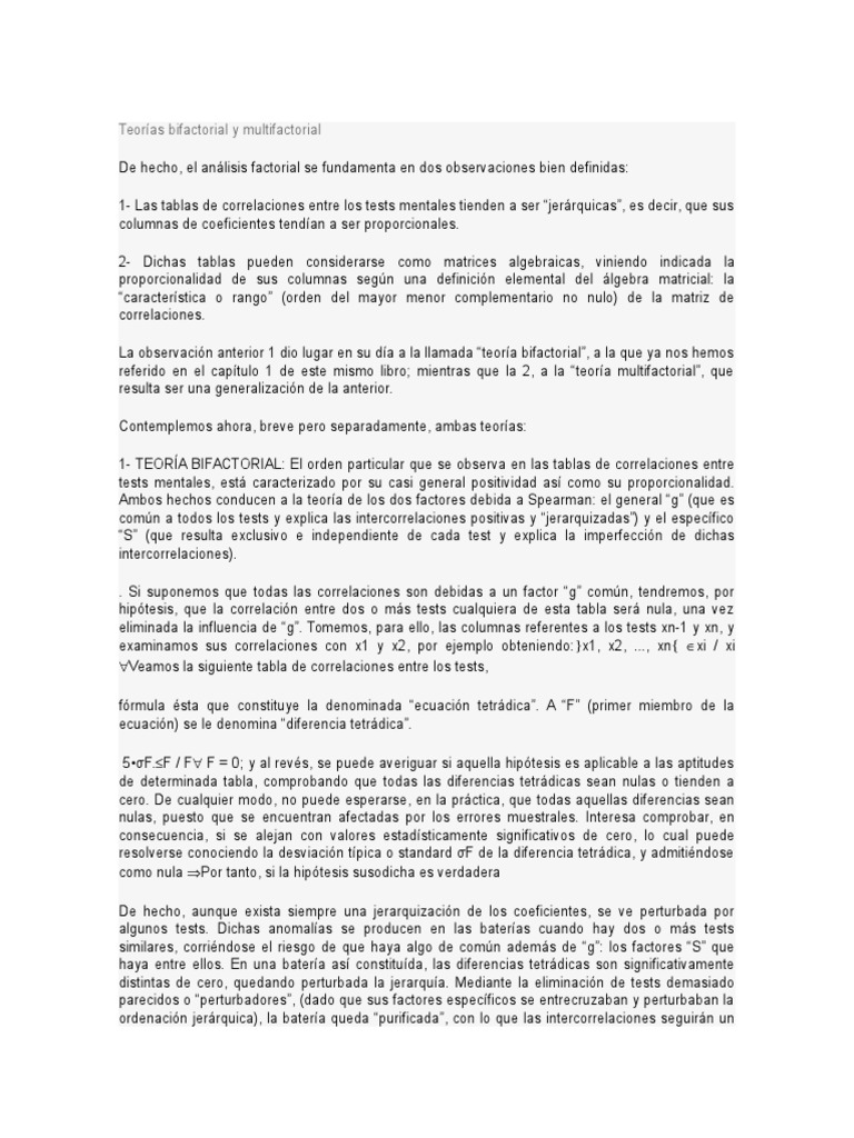 Teorías Bifactorial y Multifactorial | PDF | Vector Euclidiano | Análisis factorial