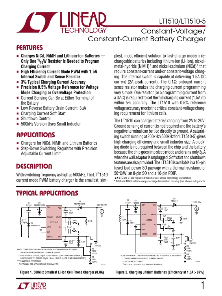 LT1510CS | PDF | Battery Charger | Capacitor