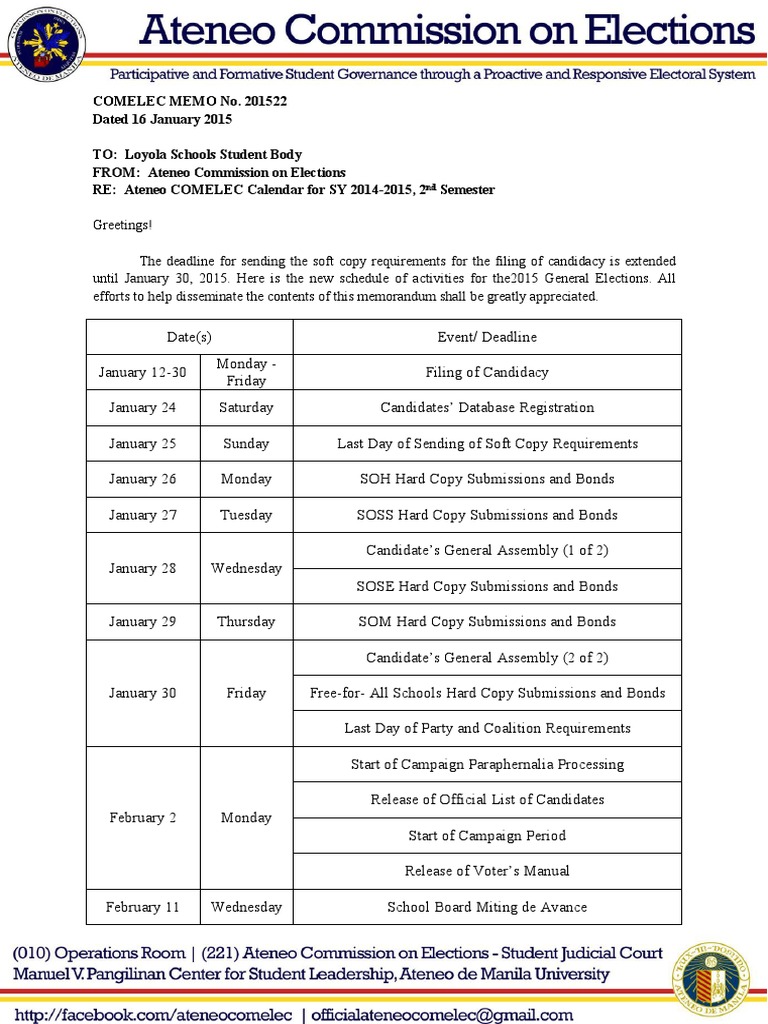 Memo 201522 - Revised Calendar For SY 2014-2015, 2nd Semester | PDF ...