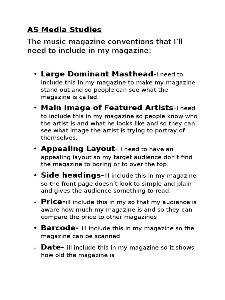 Essential Music Magazine Conventions | PDF