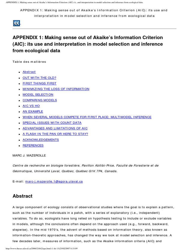 AIC Model Selection | PDF | Akaike Information Criterion | Occam's Razor
