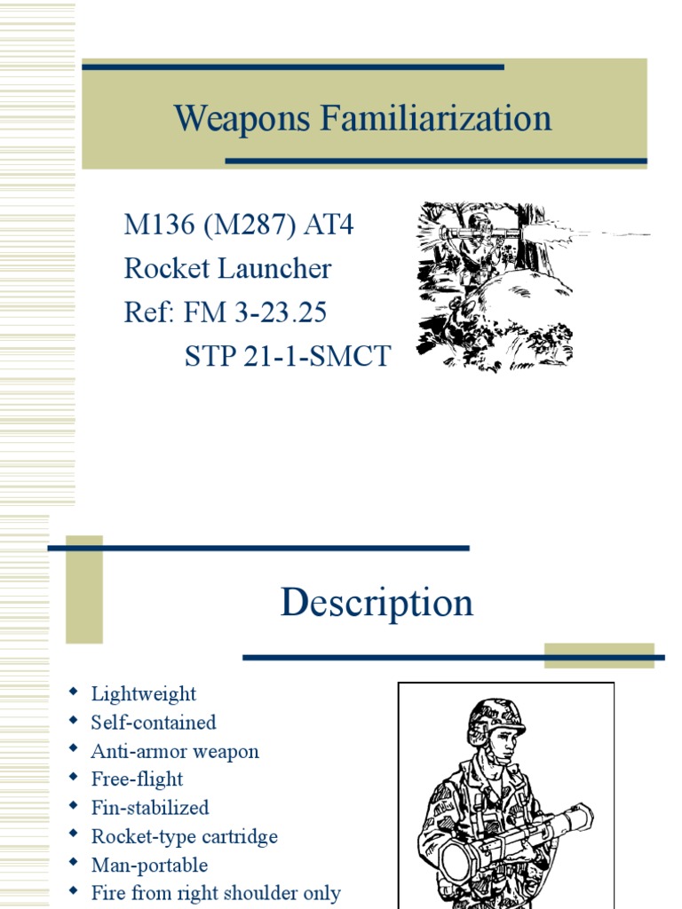 At4 Familiarization | PDF | Ammunition | Cartridge (Firearms)