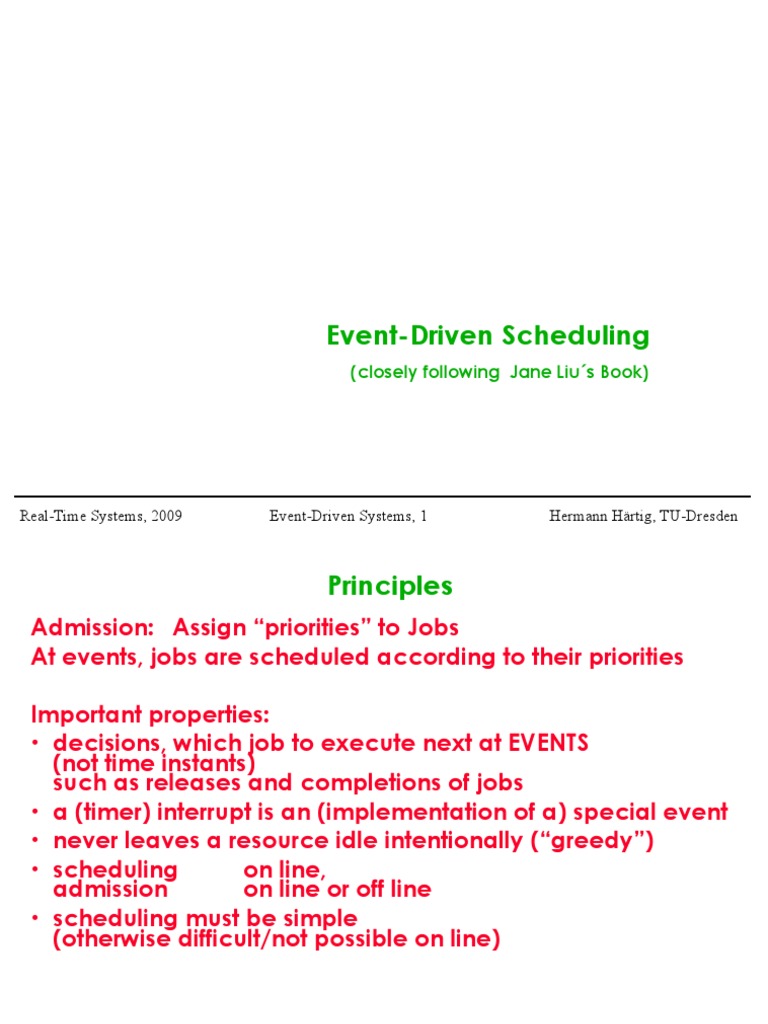 Event-Driven Scheduling: (Closely Following Jane Liu S Book) | PDF | Scheduling (Computing ...