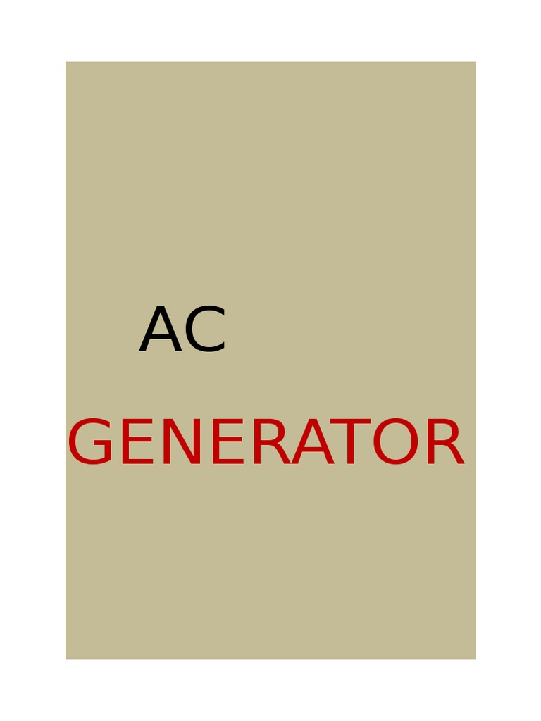 Ac Generator | PDF | Electric Generator | Alternating Current