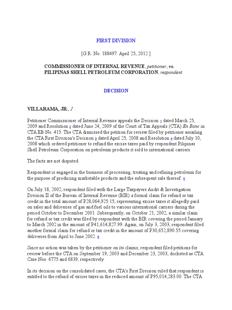 Cir Vs Pilipinas Shell | PDF | Indirect Tax | Excise