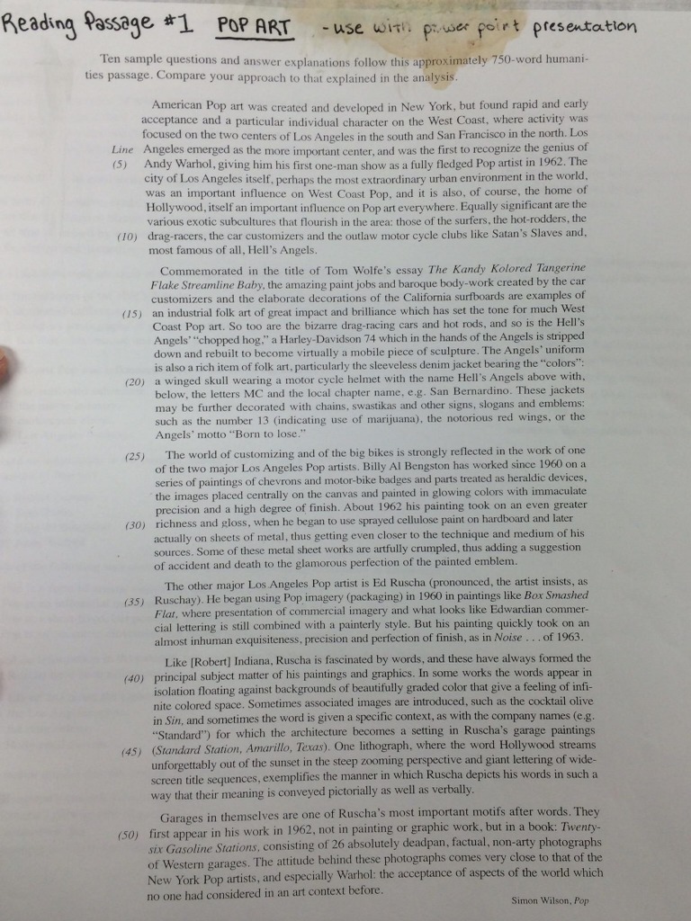 Pop Art Reading Passage | PDF