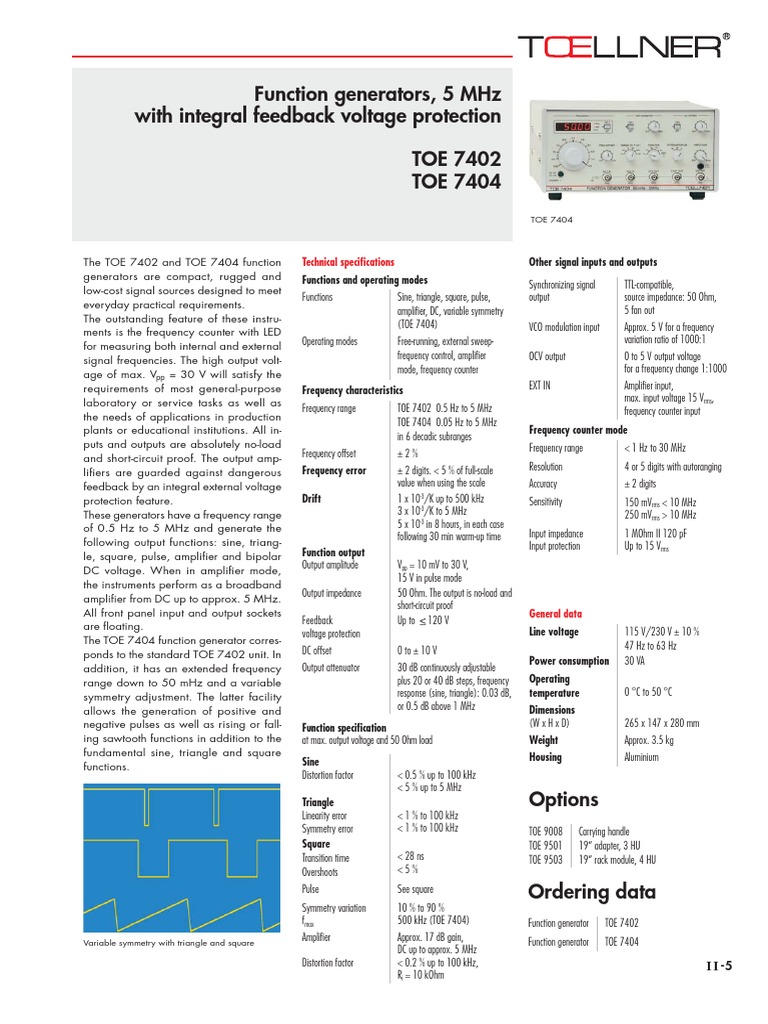 TOE-7402-7404 Leaflet | PDF | Hertz | Electrical Engineering