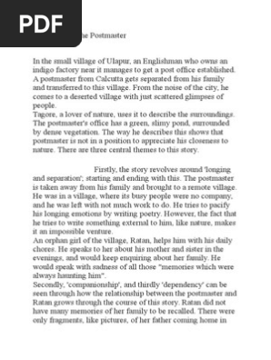 The Postmaster By Rabindranath Tagore