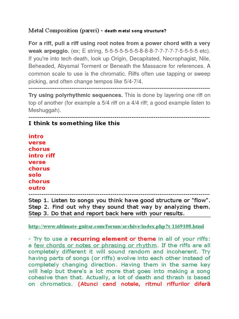 Metal Composition | PDF | Song Structure | Musical Compositions