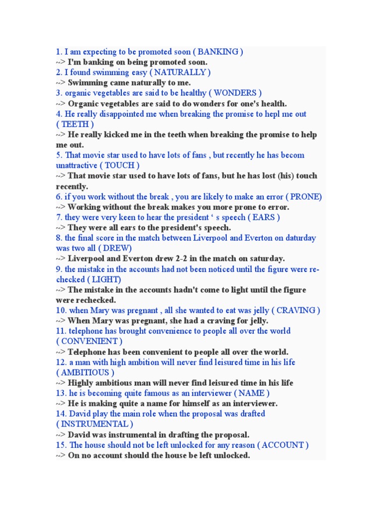 Practice Rephrasing Sentences (With Answers) | PDF