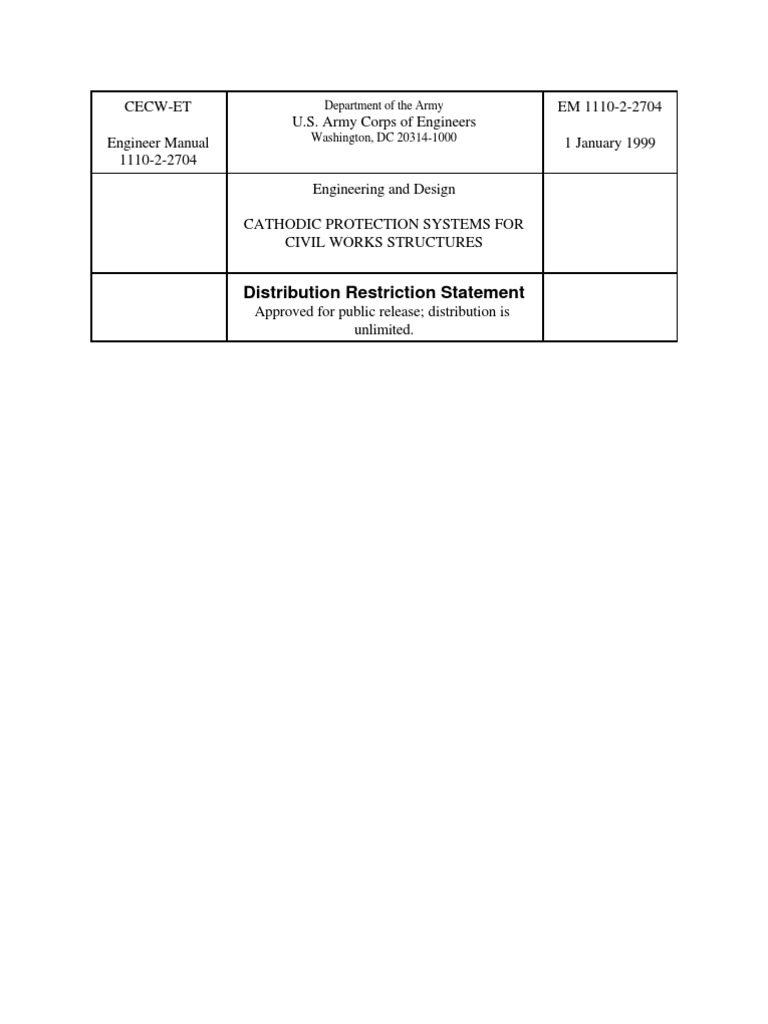 Cathodic Protection Systems For Civil Works Structures | PDF ...