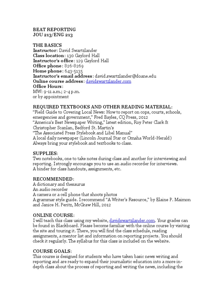 Beat Reporting Spring 15 | PDF | Journalism | Twitter
