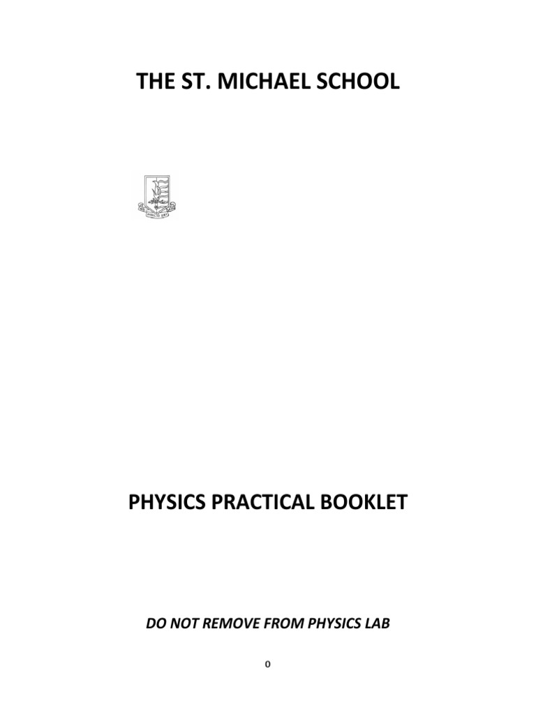 Physics Practical Booklet for Students | PDF | Lens (Optics ...