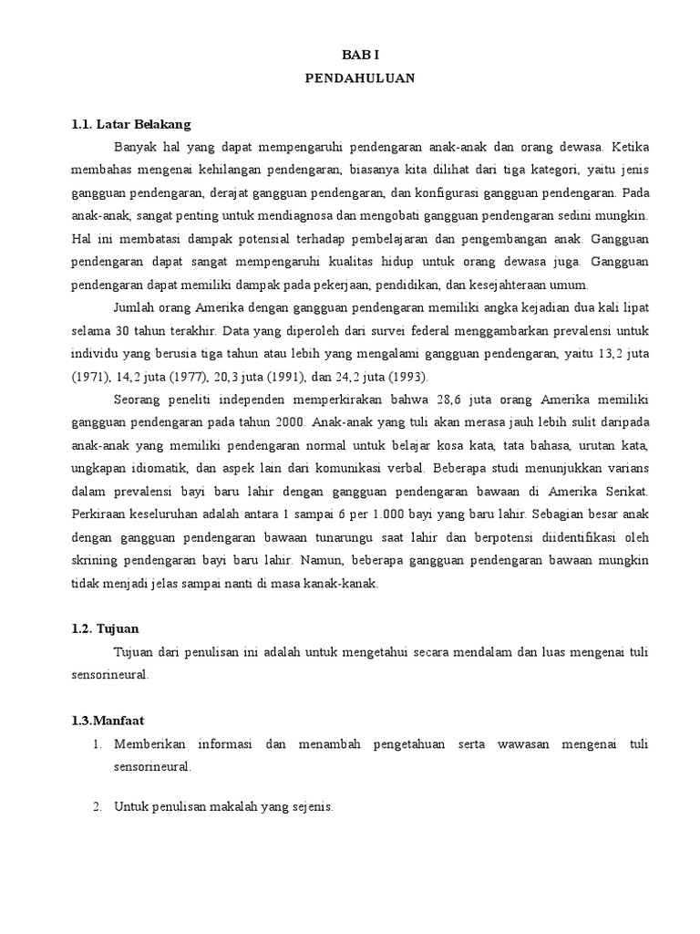 Askep Tuli Sensorineural | PDF