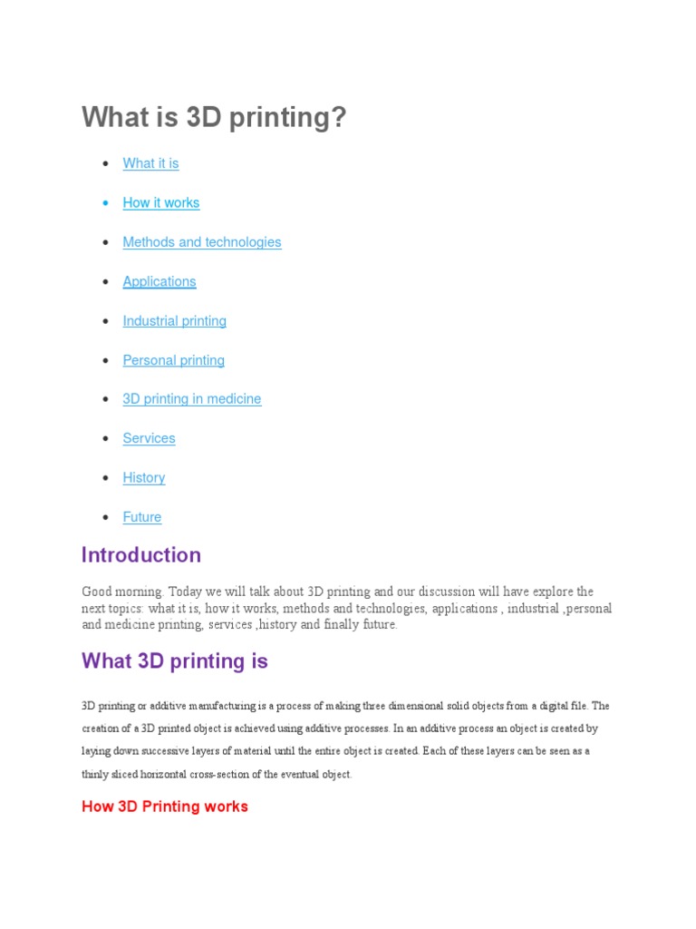 What Is 3D Printing? | PDF | 3 D Printing | 3 D Modeling