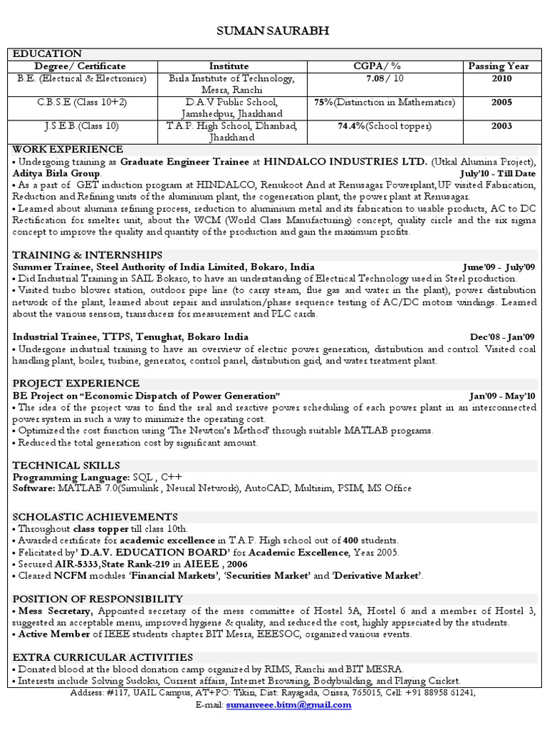Suman Saurabh CV | PDF | Aluminium Oxide | Nature