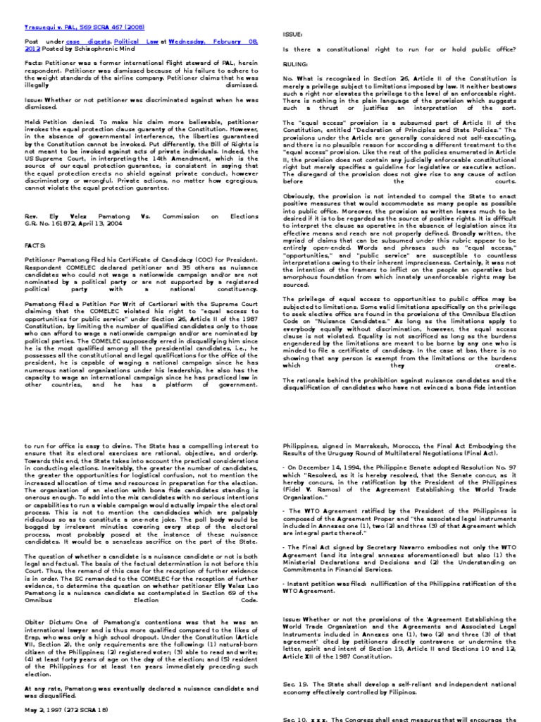 Digested Consti 2 Cases | Download Free PDF | World Trade Organization | Due Process Clause