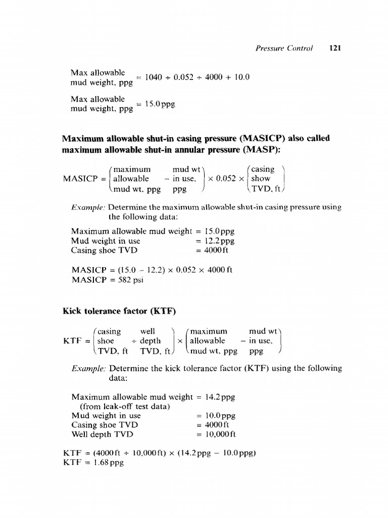 Pressure Control Calculations | PDF | Casing (Borehole) | Barrel (Unit)