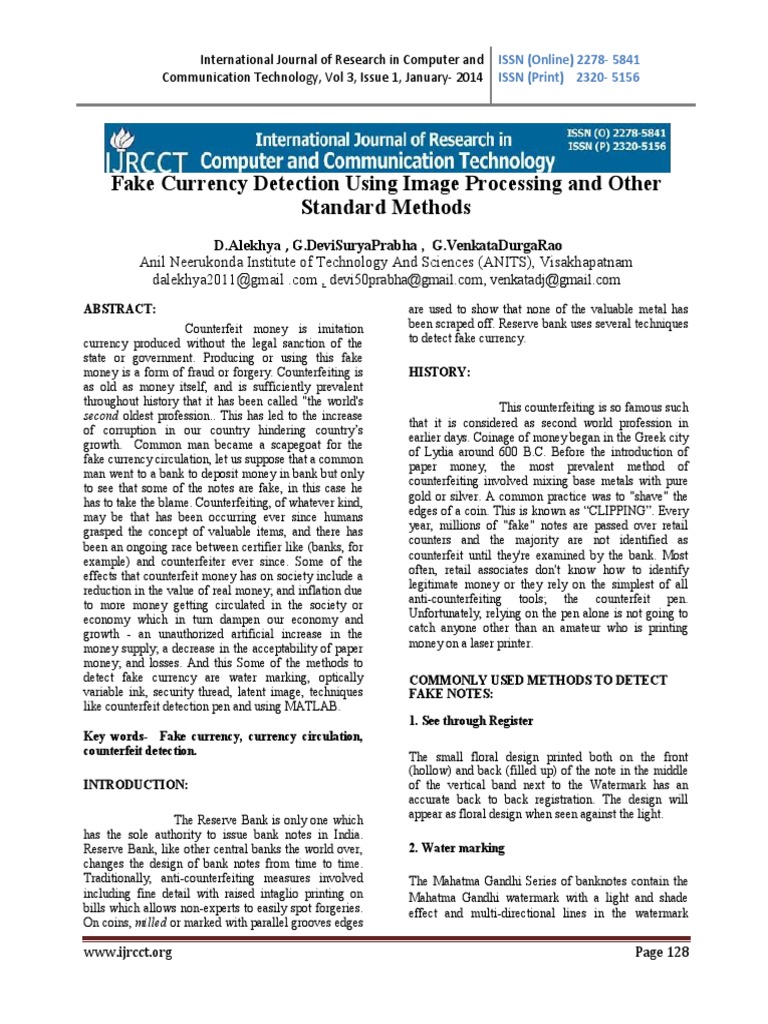 7.fake Currency Detection Using Image Processing and Other | PDF ...