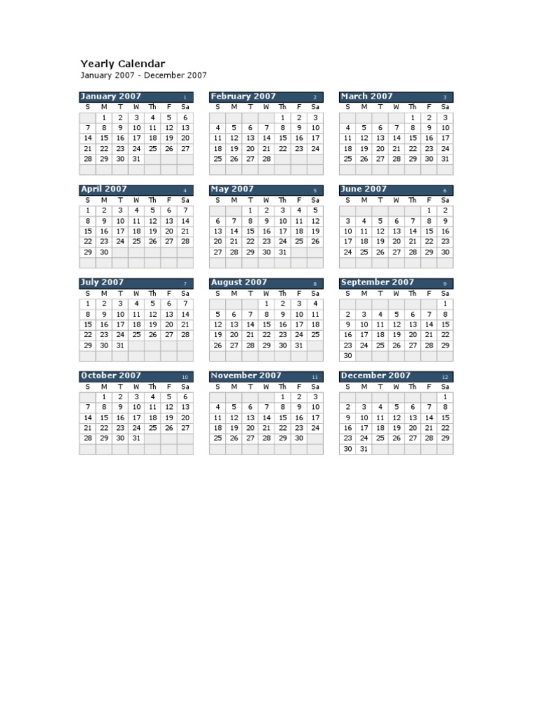 Yearly Calendar | PDF | Computer Programming | Computing