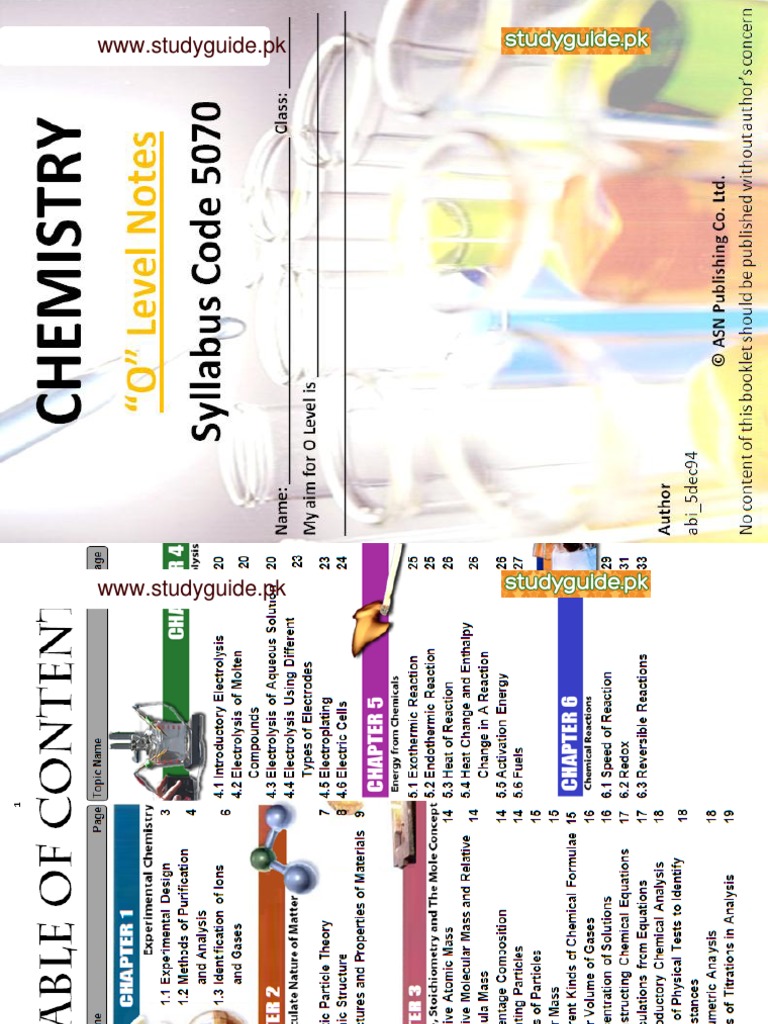 O Level Chemistry Notes | PDF | Ion | Ionic Bonding