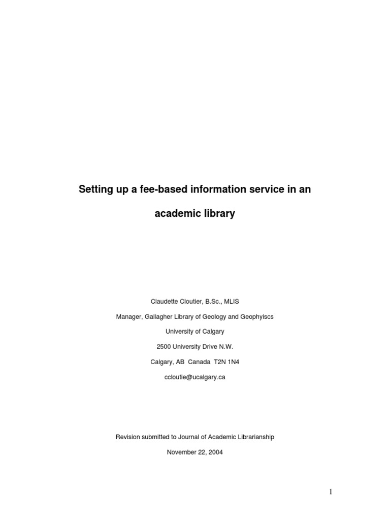 Setting Up A Fee Based Research Service in An Academic Final | PDF ...