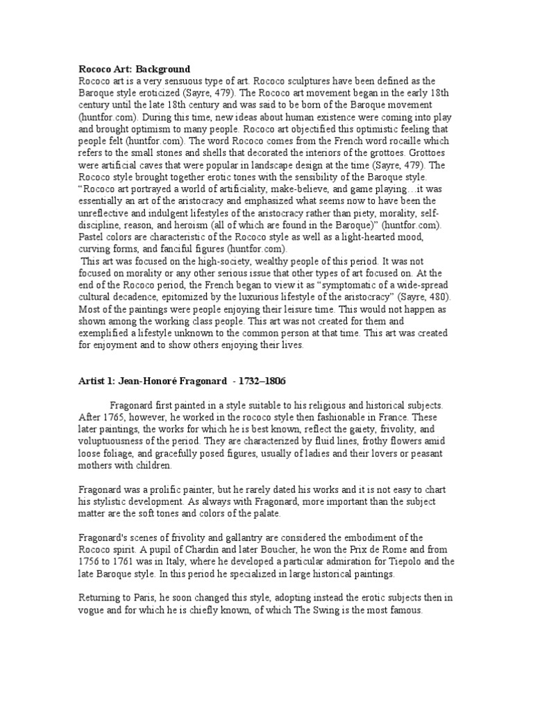 Rococo Art Period Notes | PDF | Art Media | Paintings