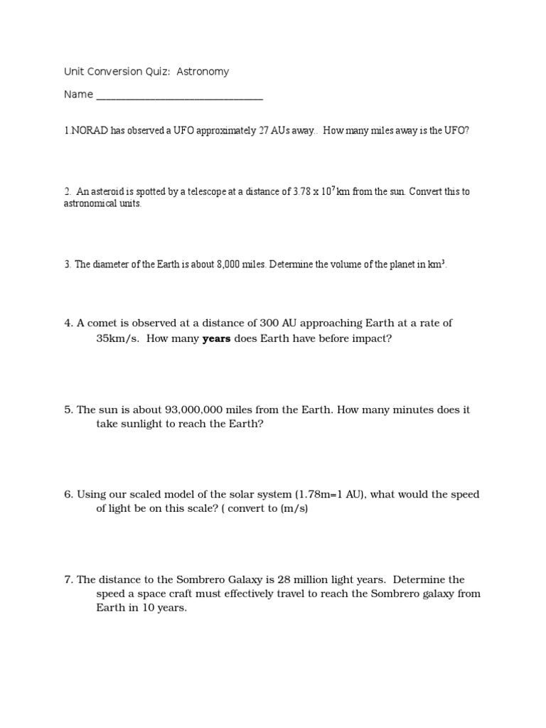 Conversion and Scale Quiz | PDF | Science & Mathematics
