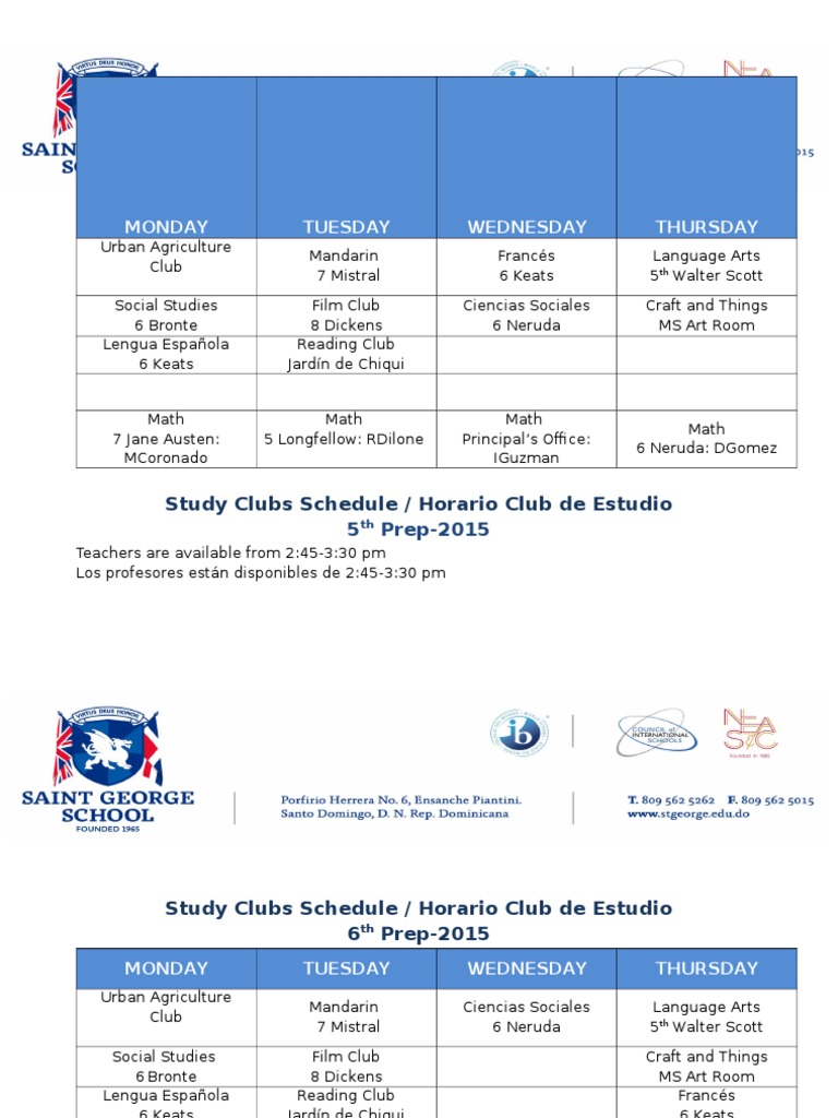 Study Clubs Second Semester | PDF