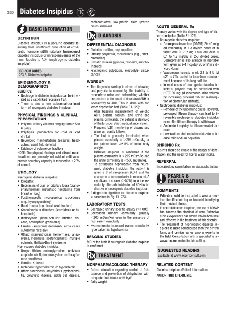 Diabetes Insipidus: Basic Information Diagnosis | PDF | Medical ...