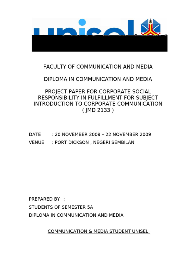 CSR Project Proposal for UNISEL Students | PDF | Communication | Business