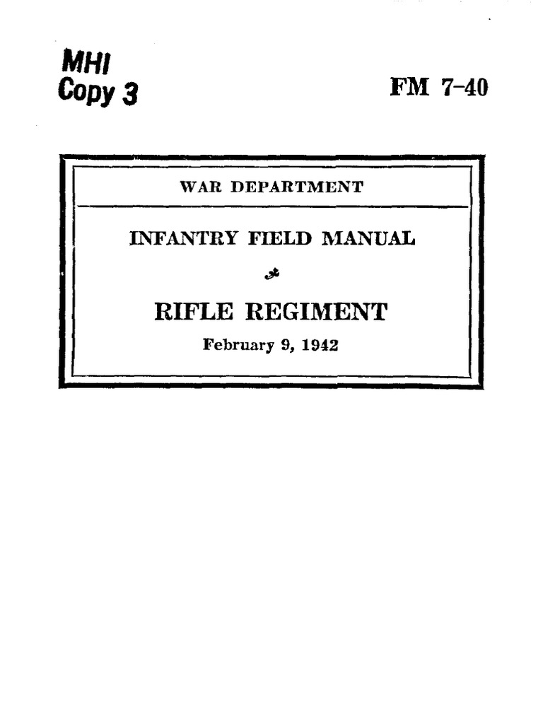 FM 7-40 1942 - Infantry Field Manual, Rifle Regiment. | Download Free ...