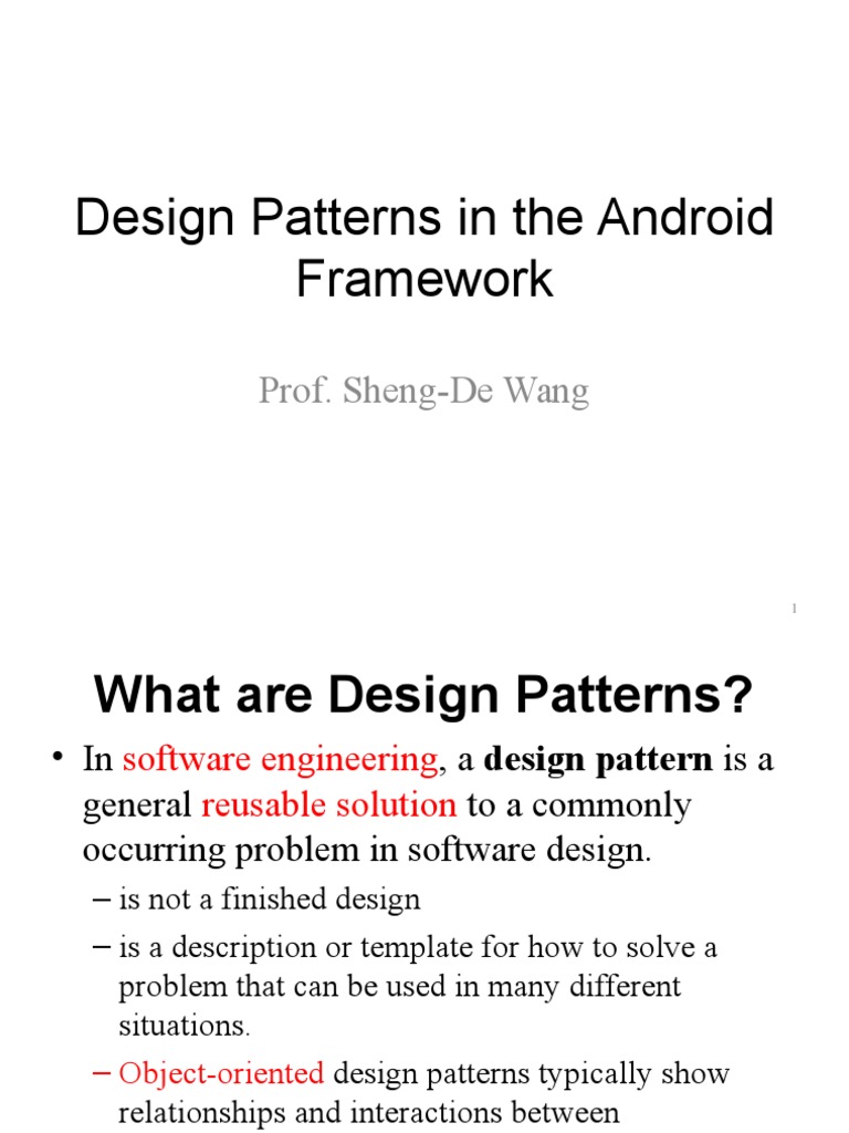 Design Patterns in The Android Framework | PDF | Class (Computer ...