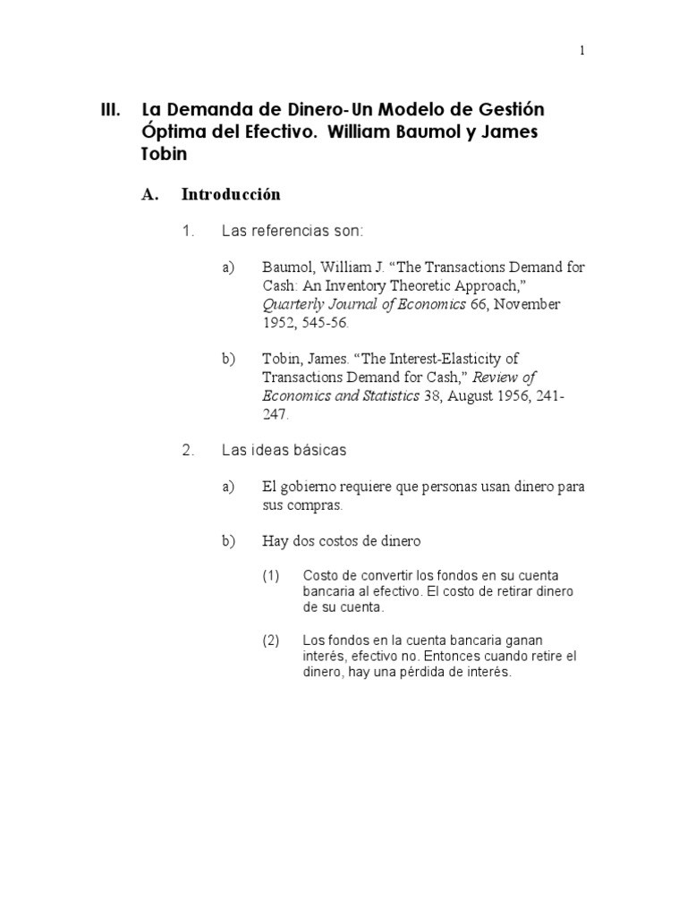 Modelo Baumol y Tobin | Descargar gratis PDF | Efectivo | Interés