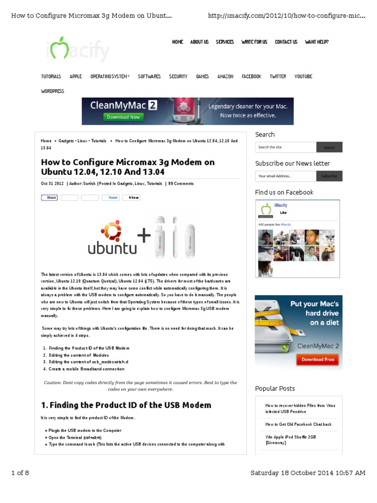 Micromax Modem Installation | PDF | Ubuntu (Operating System ...