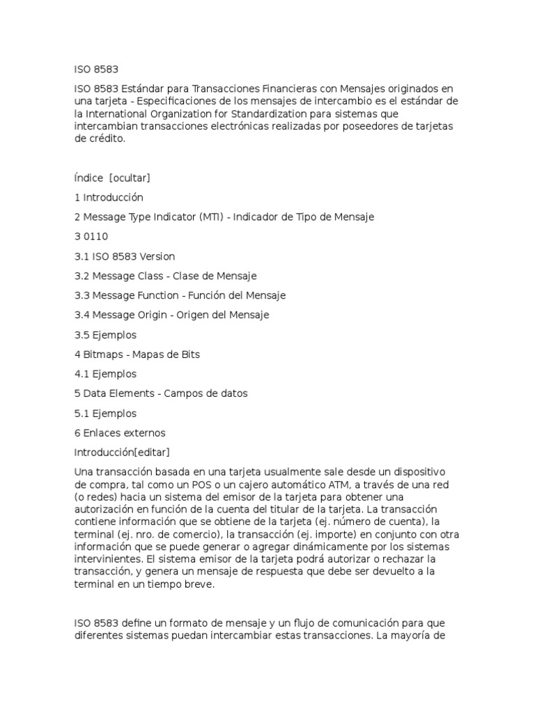 Iso 8583 | PDF | Referencia | Ingeniería