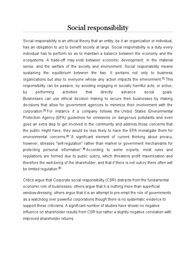 Social Responsibility | PDF | Science | Social Institutions